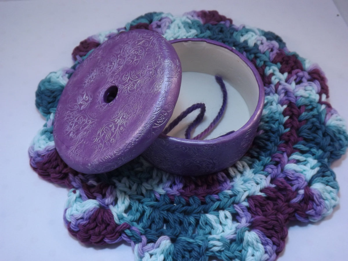 Pretty Purple Yarn Scrap Container – Happy Polymer Crochet Hooks