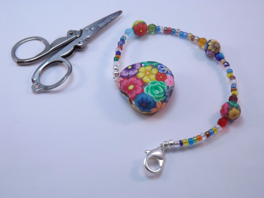 Compact Scissors with Colorful Floral Fob – Happy Polymer Crochet Hooks